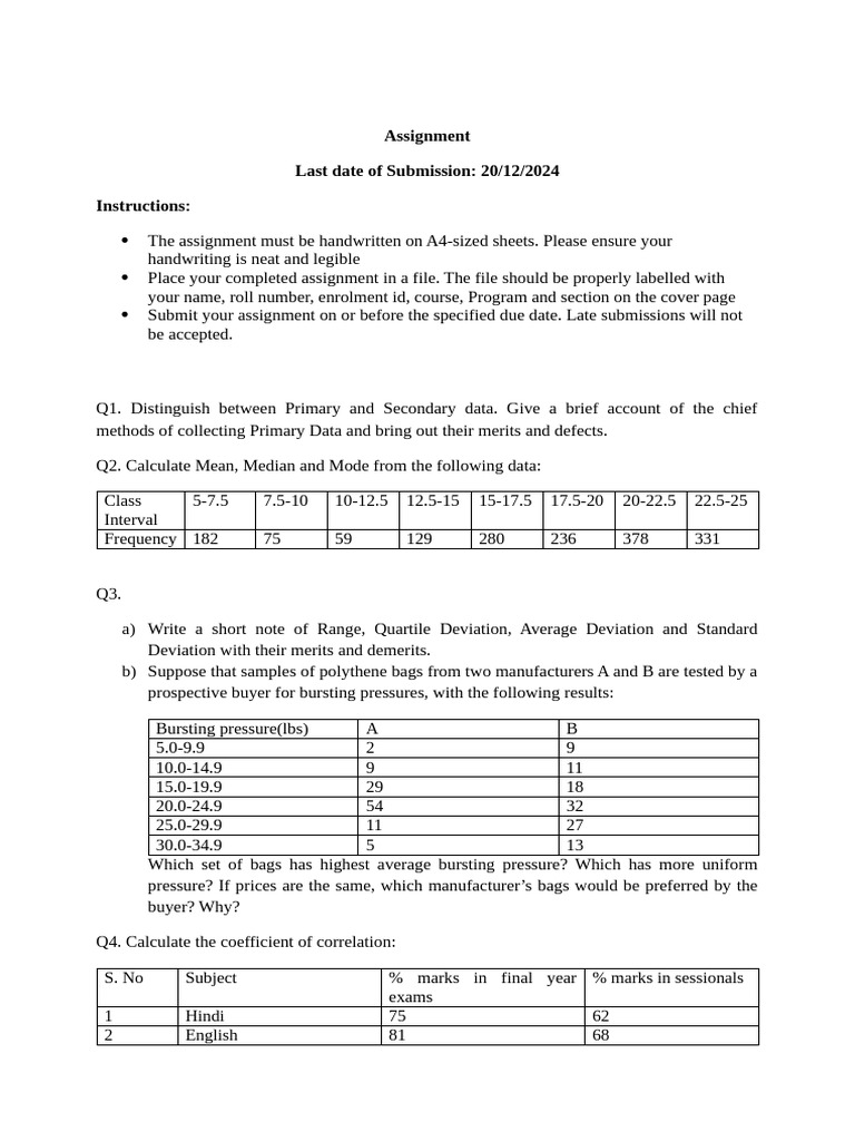 Assignment 1 Pdf Statistical Analysis Teaching Mathematics