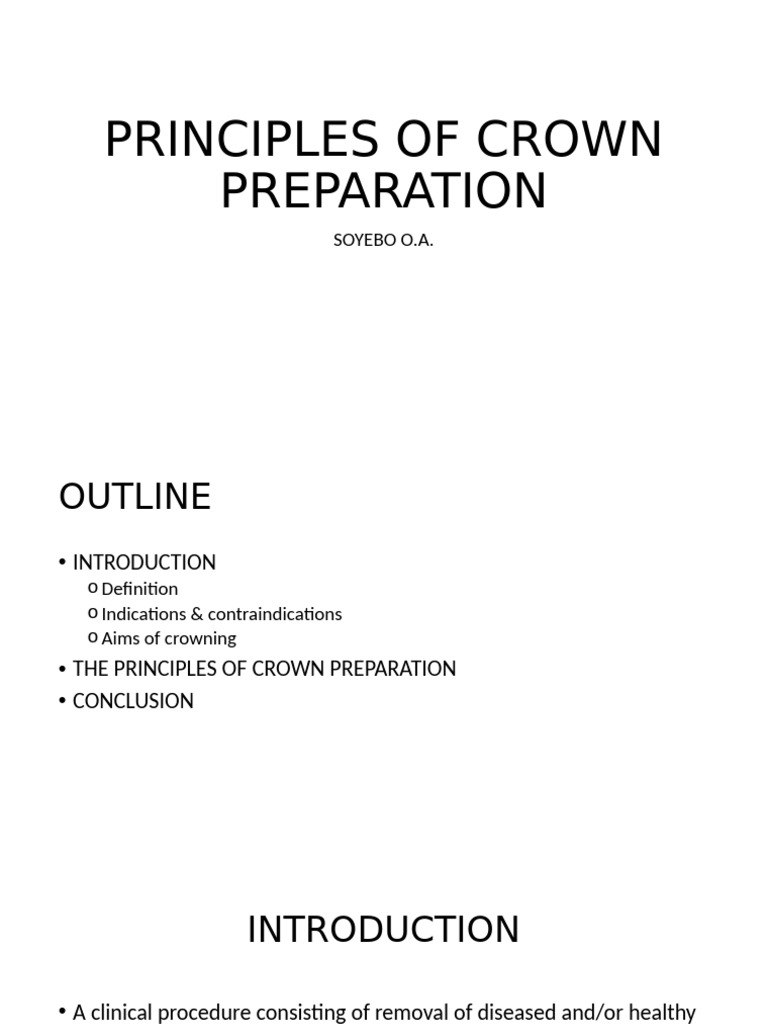 Crown Preparation for Dentists | PDF