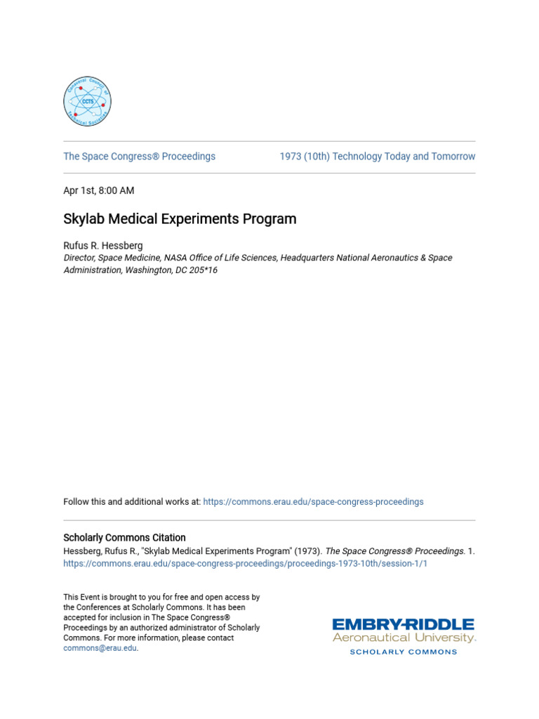 Skylab Medical Experiments Program (1) | PDF | Apollo Program | Skylab