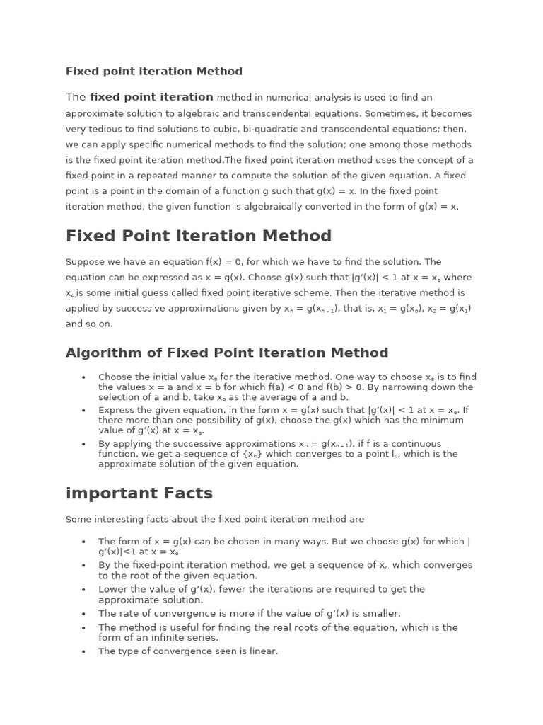 Algorithm of Fixed Point Iteration Method | PDF | Equations | Numerical Analysis