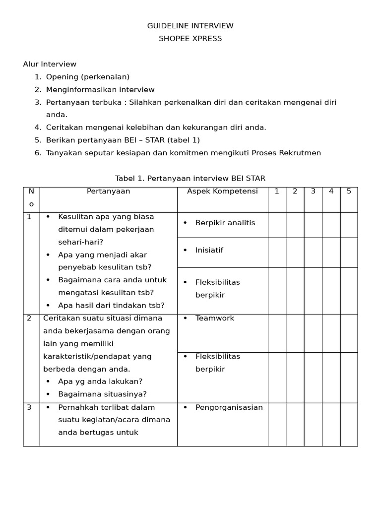 Guideline Interview | PDF