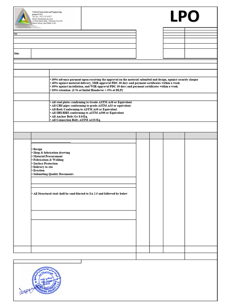Steel Structure Installation Quotation | PDF | Chemical Substances ...