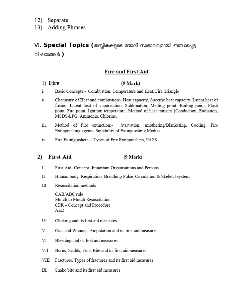 Fire and First Aid Special Topics | PDF | First Aid | Fires