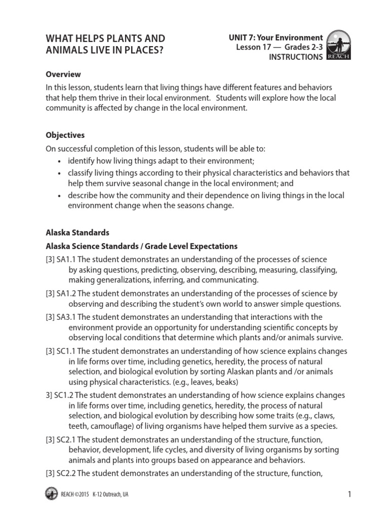 17 Reach 23 What Helps Plants and Animals Live in Places | PDF ...