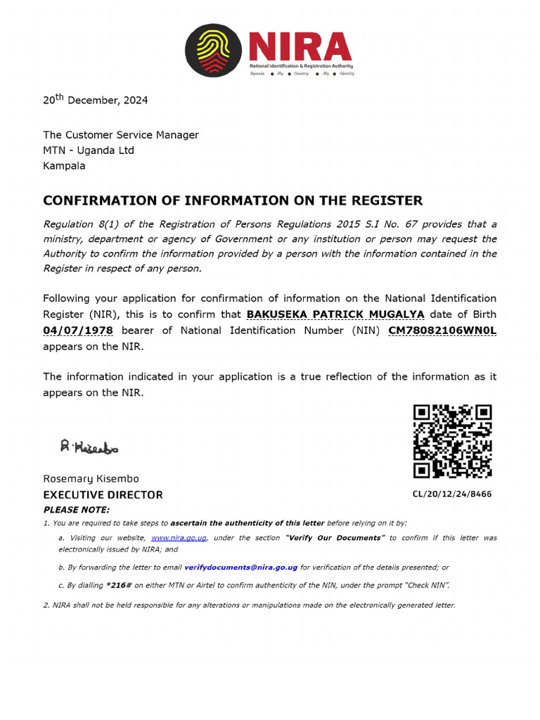 _Confirmation of Information (1) | PDF