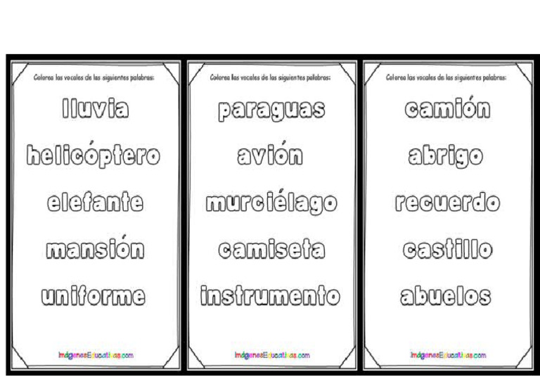 PALABRAS CON VOCALES | PDF