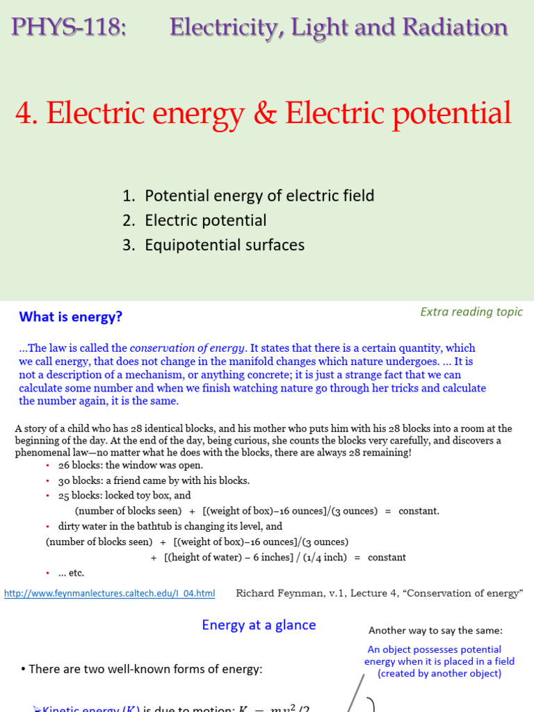 04 Potential Energy and Electric Potential | PDF | Potential Energy | Force