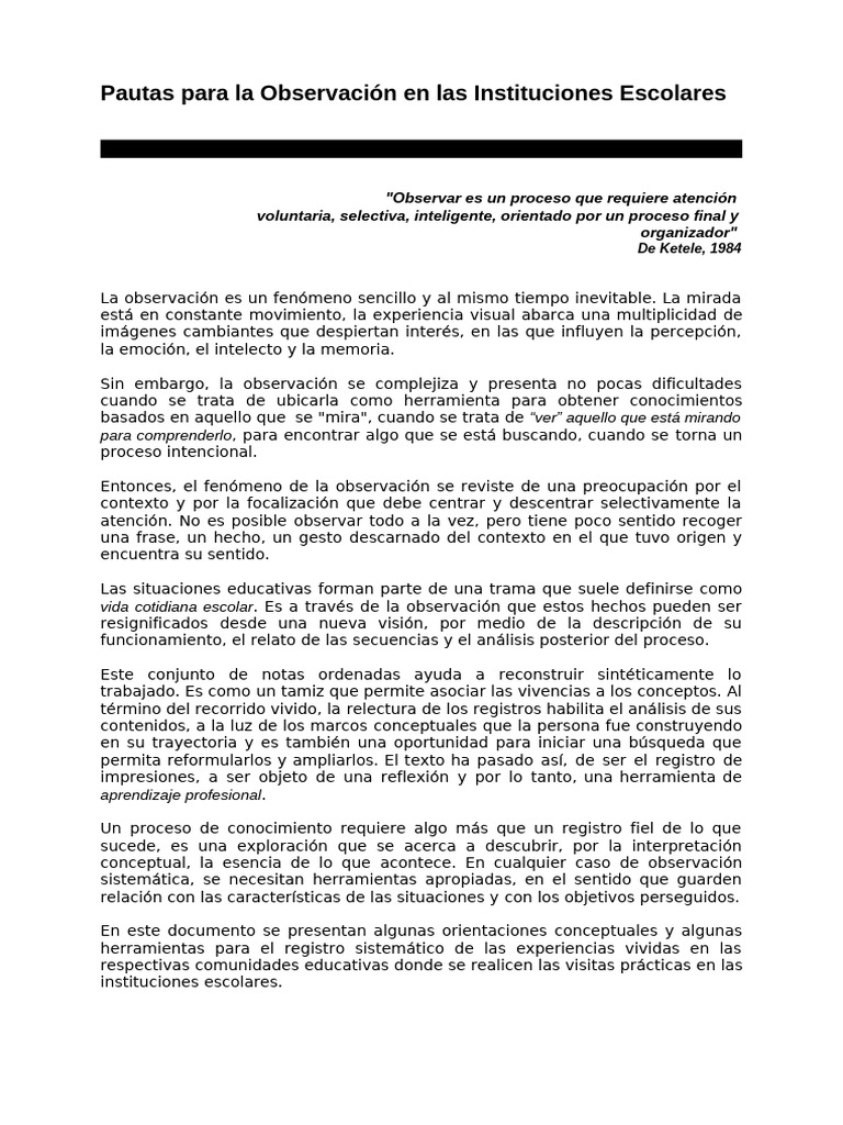 De Ketele - Pautas para La Observación en Las Instituciones Escolares ...