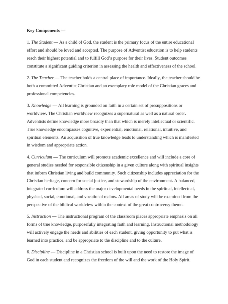 Key Components of Education | PDF | Knowledge | Curriculum