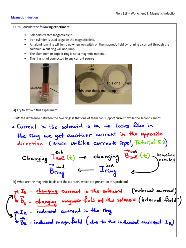 09 Worksheet Solutions Pdf Inductor Electromagnetic Induction