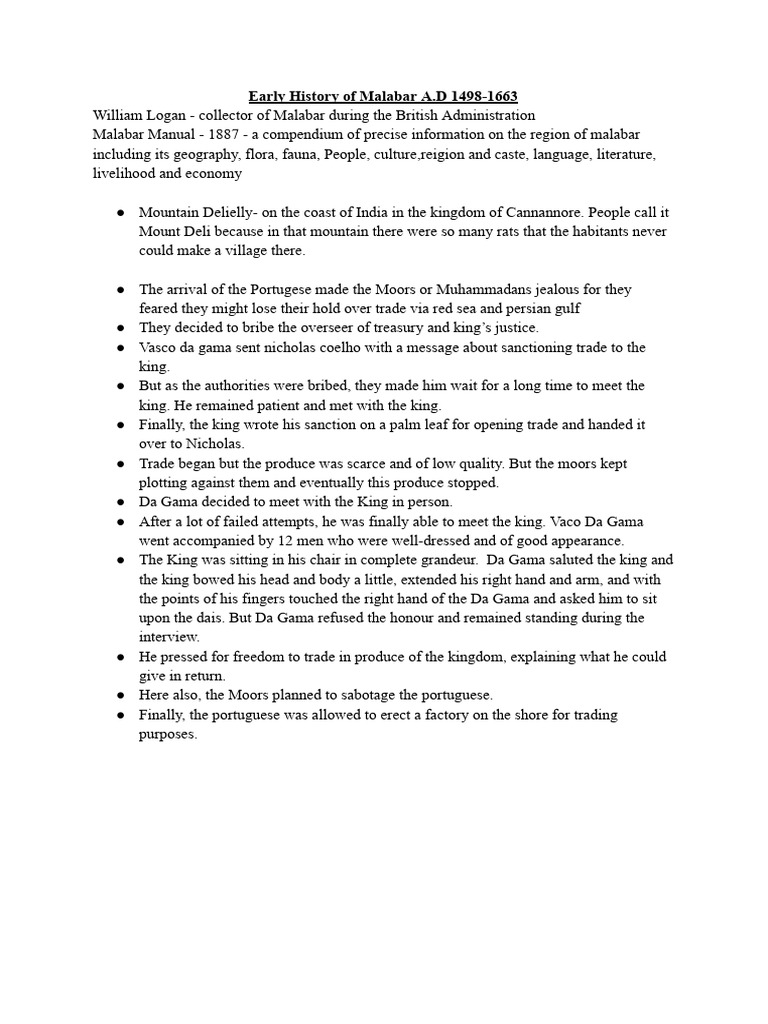 Early History of Malabar-1 | PDF