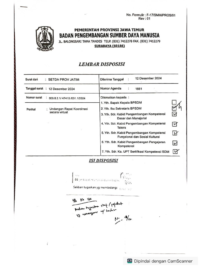 Undangan Rakor Virtual-SETDA PROV JATIM | PDF