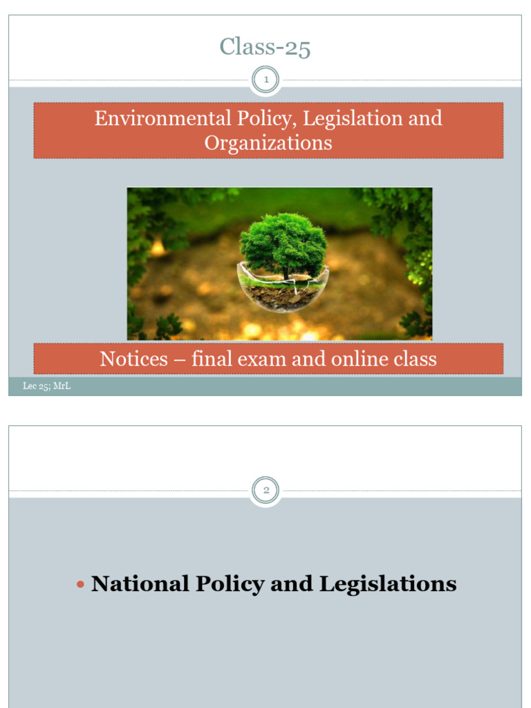 ENV - 107 - Lecture - 25 - Environmental Policy and Env. Organzation ...
