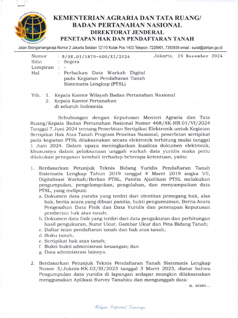 Perbaikan Data Warkah PTSL Digital | PDF