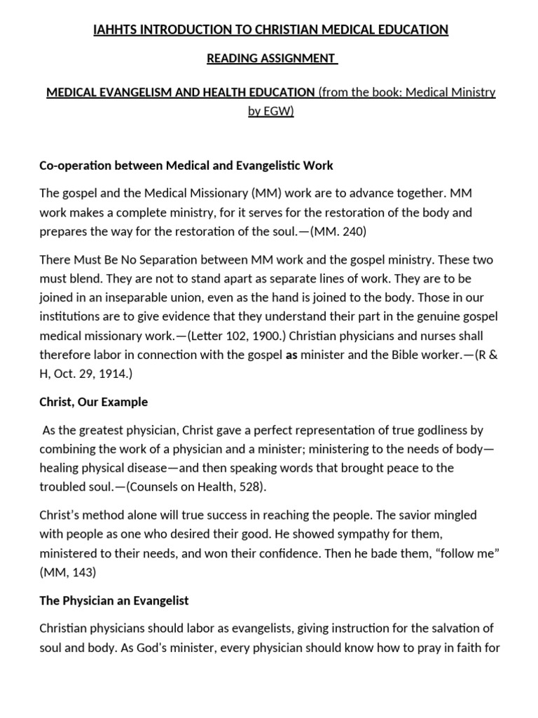 Medical Missionary Final | PDF | Jesus | Evangelism