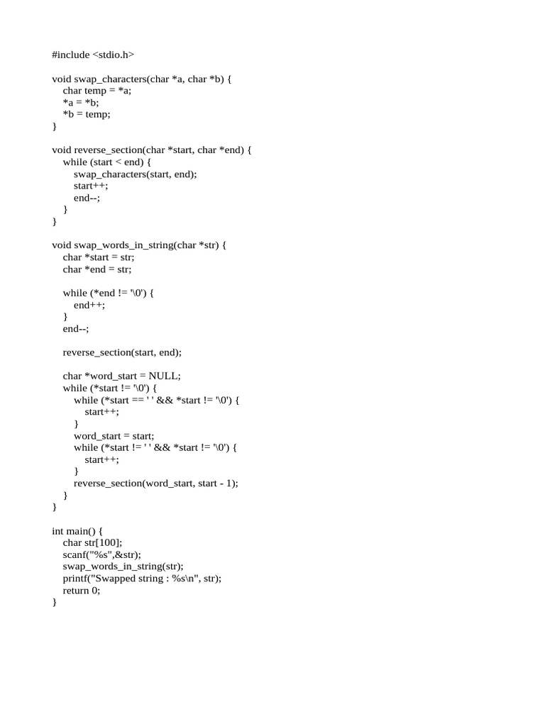 String Word Swap in C | PDF