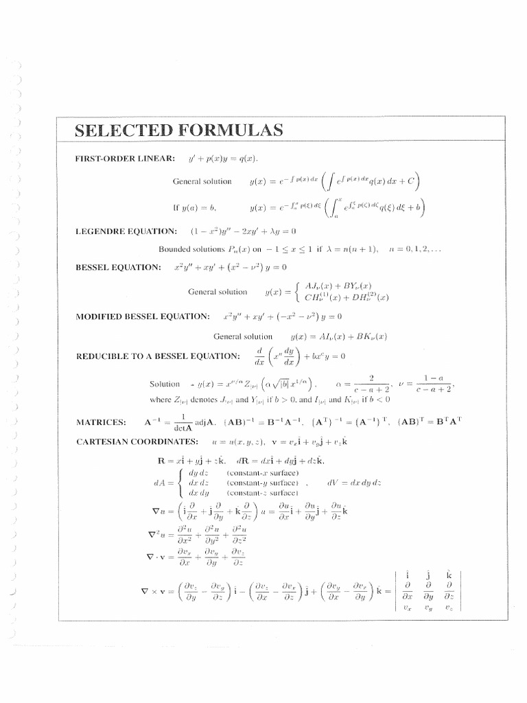 Advance Engineering Mathematics Formulas | PDF