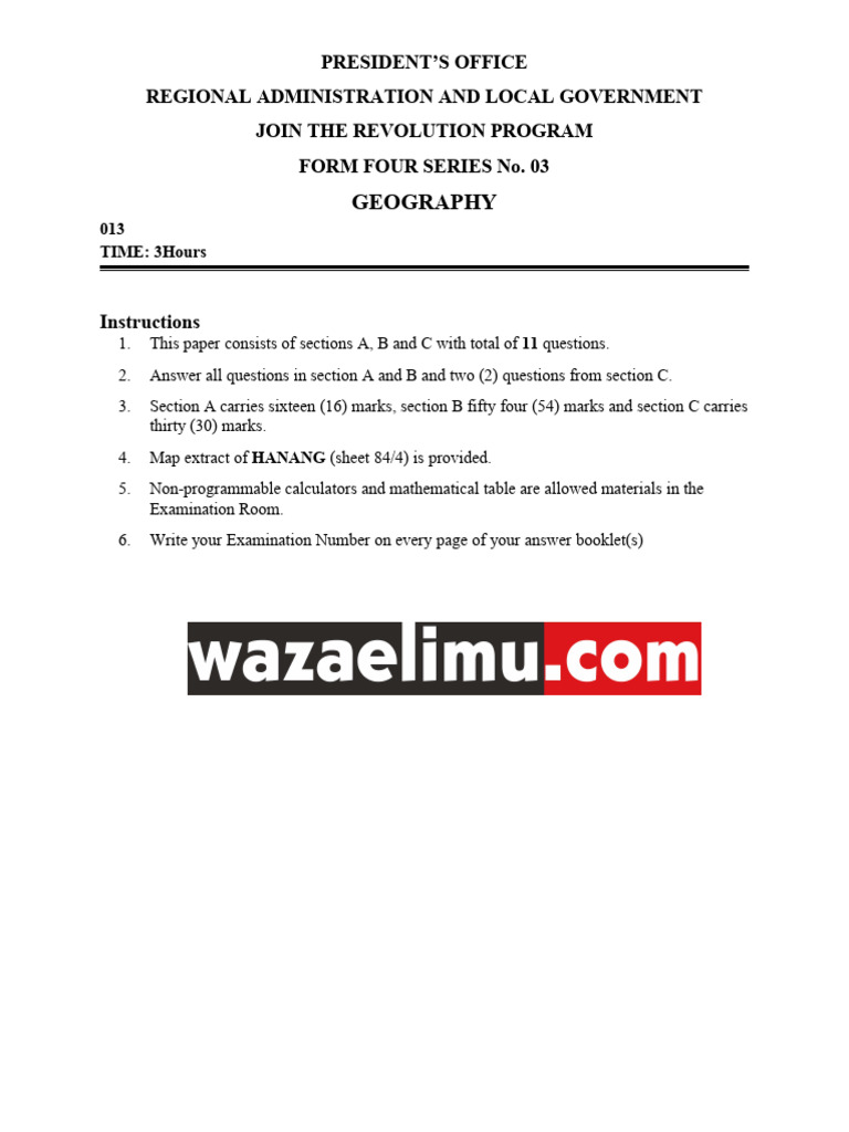 f4 Geography Isese Series 3 | PDF | Sea | Geography