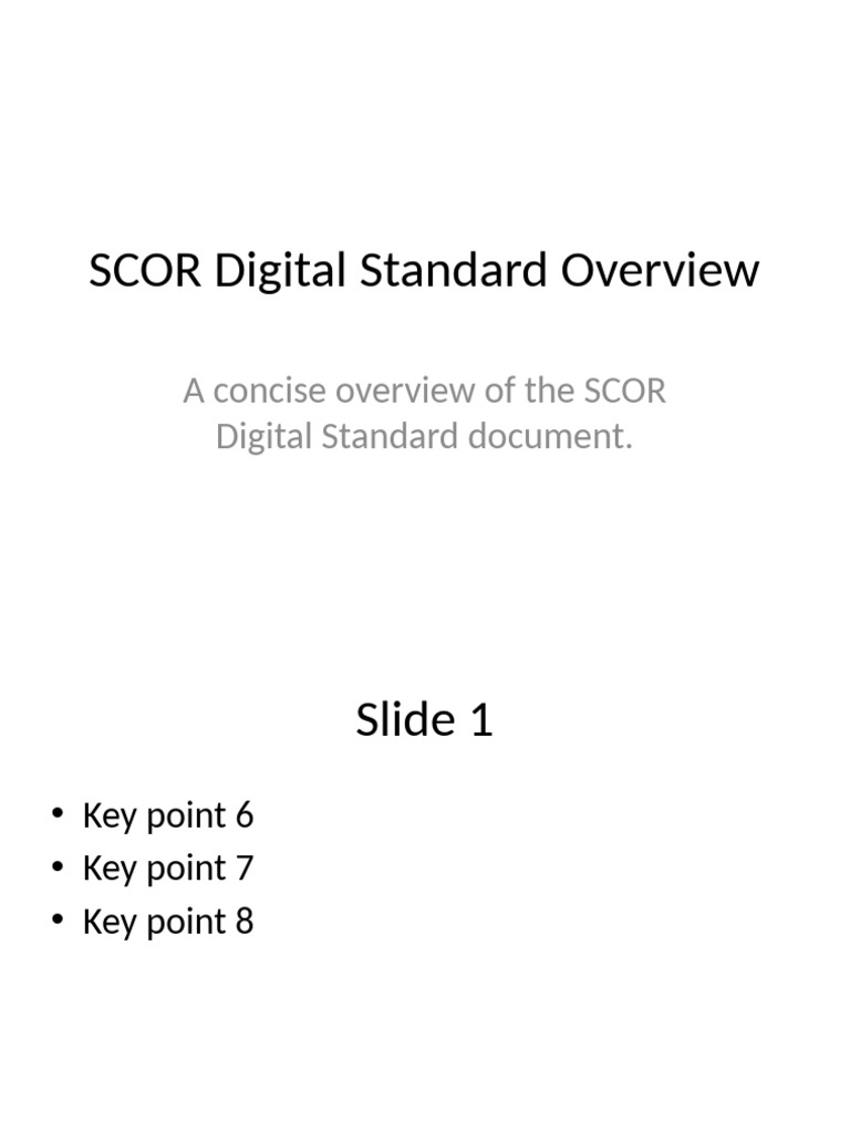 SCOR Digital Standard 20 Slides | PDF