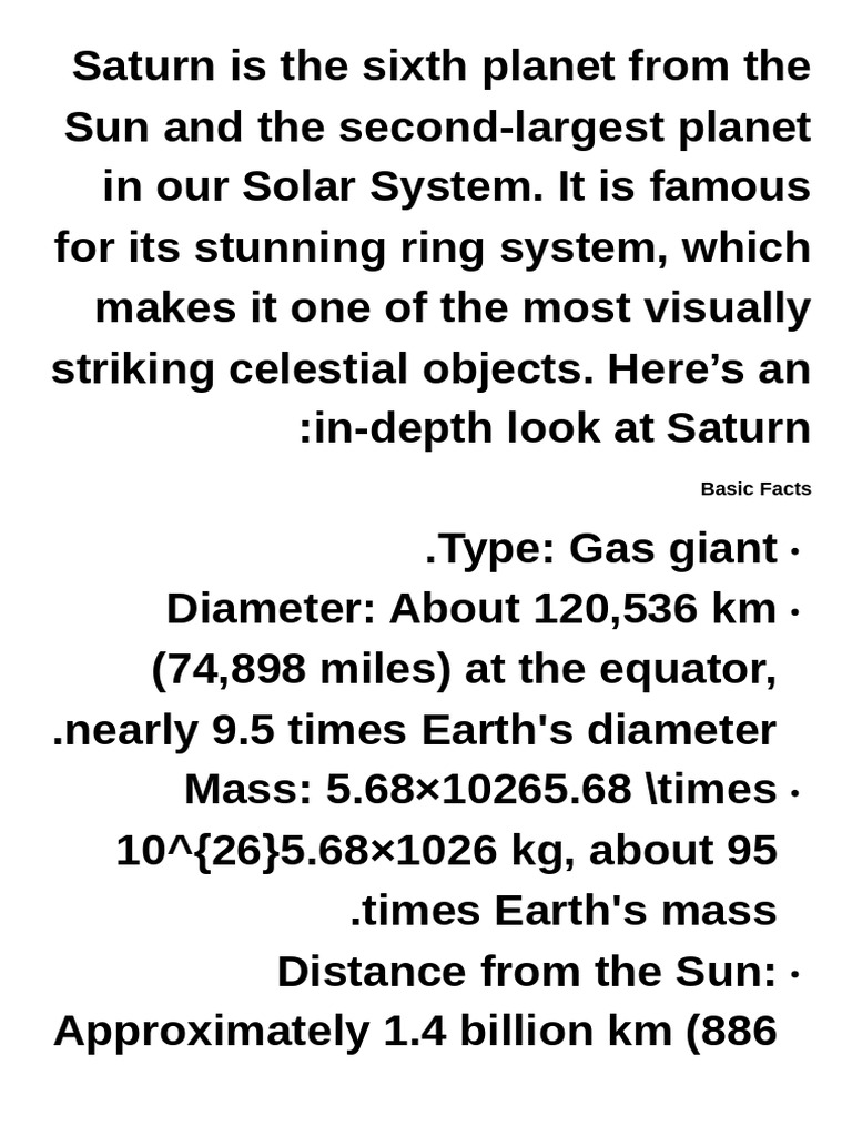 saturn | PDF | Saturn | Natural Satellite