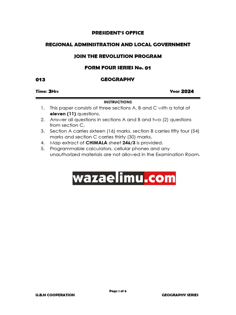 F4 GEOGRAPHY ISESE SERIES 1 | PDF | Geography | Earth