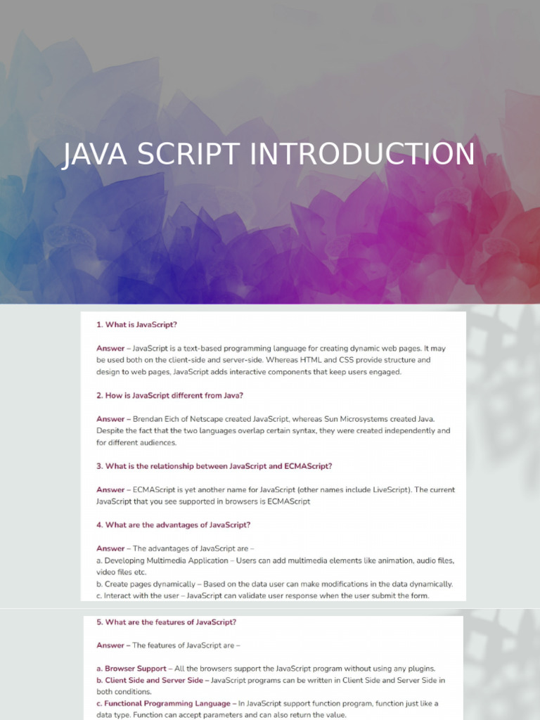 JAVA SCRIPT INTRODUCTION | PDF