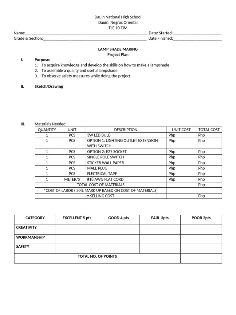 Performance Task Q1 Lamp Shade | PDF