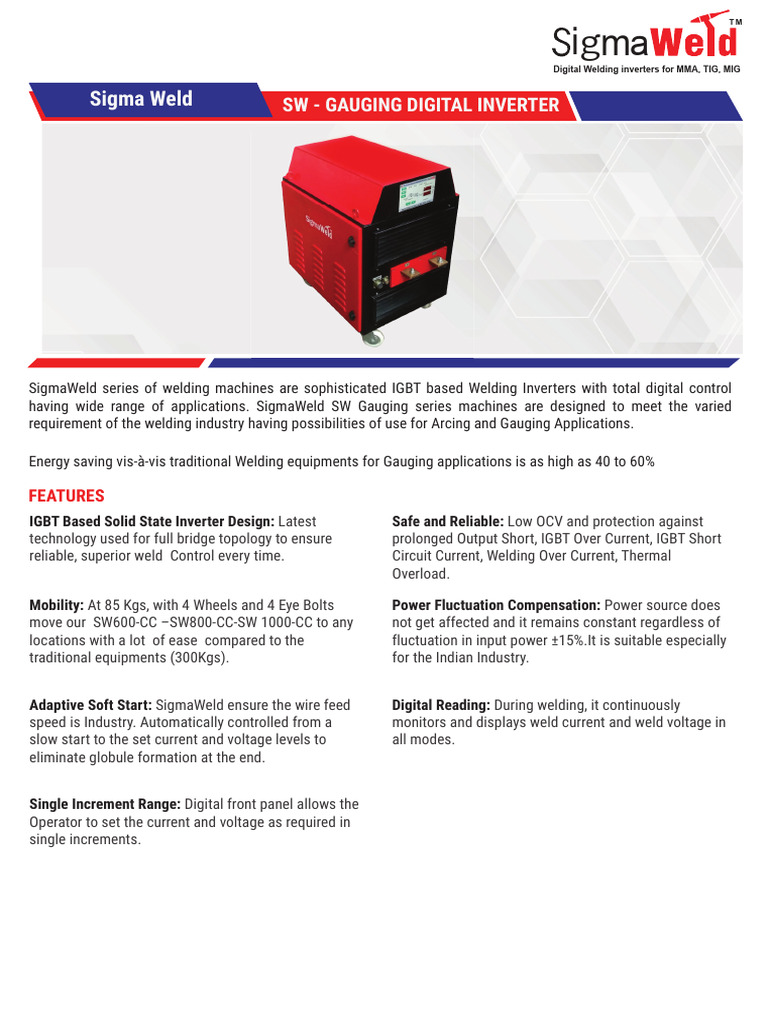 Sigma Weld Digital Inverters for Gauging | PDF | Power Inverter | Welding