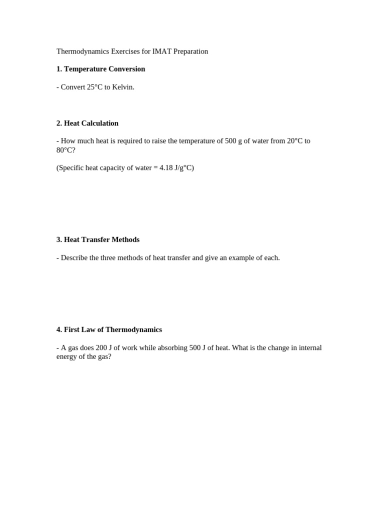 Worksheet Thermodynamics | PDF | Heat | Heat Capacity