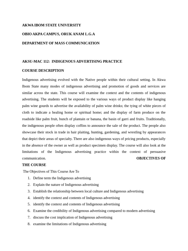 Aksu-Mac 112 Indigenous Advertising Practice | PDF | Advertising | Community