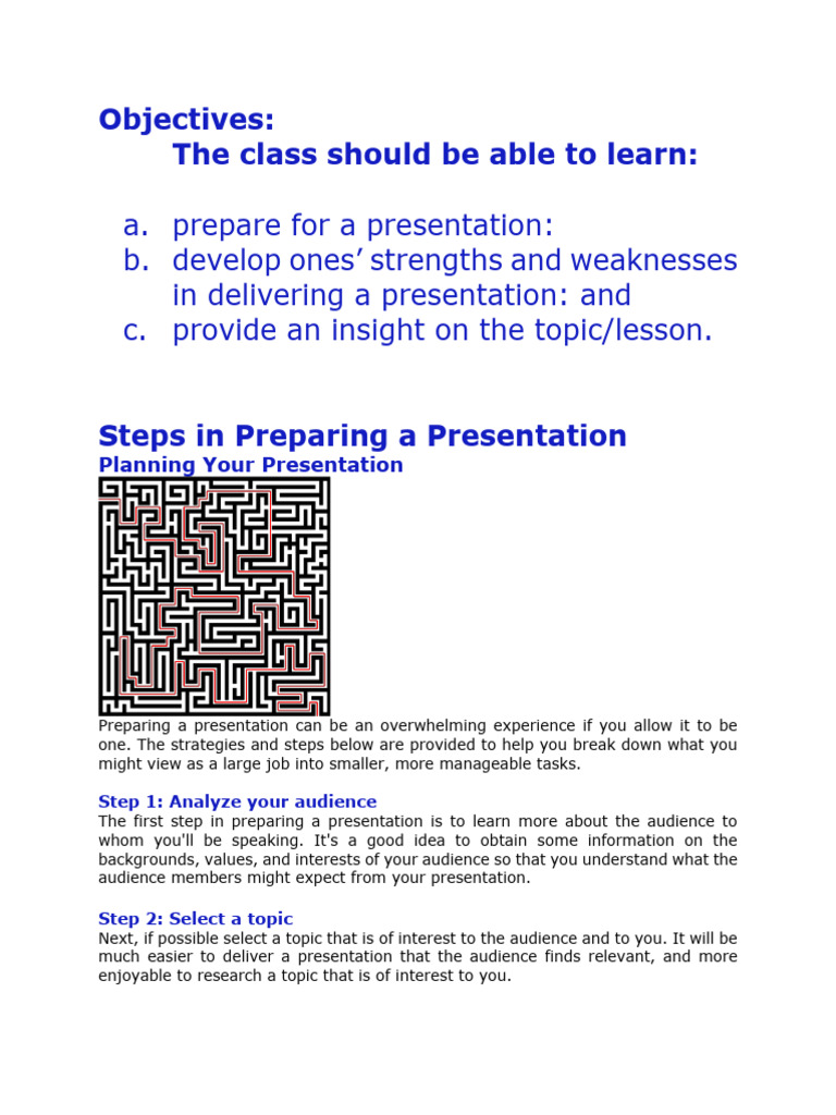 Steps in Preparing A Presentation | PDF | Memory | Information