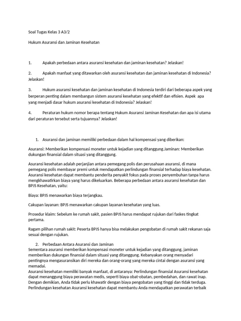 Soal Tugas Kelas 3 A3 Dr. M. IKHSAN | PDF