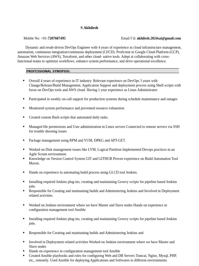 Akhilesh Devops Resume | PDF | Cloud Computing | Computing