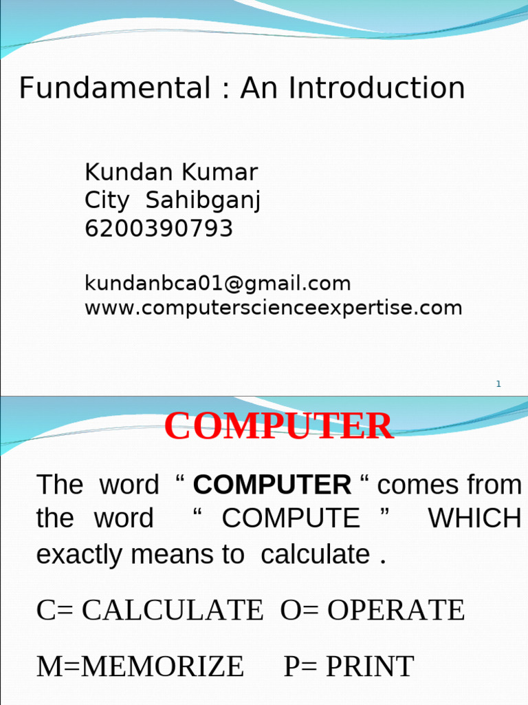 Fundamental Presentation1 (2) | PDF | Random Access Memory | Computer Data Storage