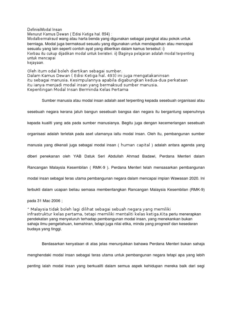 Definisi Modal Insan | PDF | Ilmu Sosial