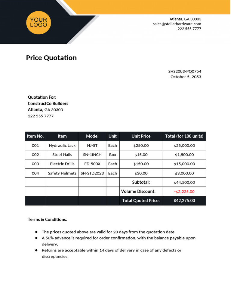 Price Quotation Template | PDF
