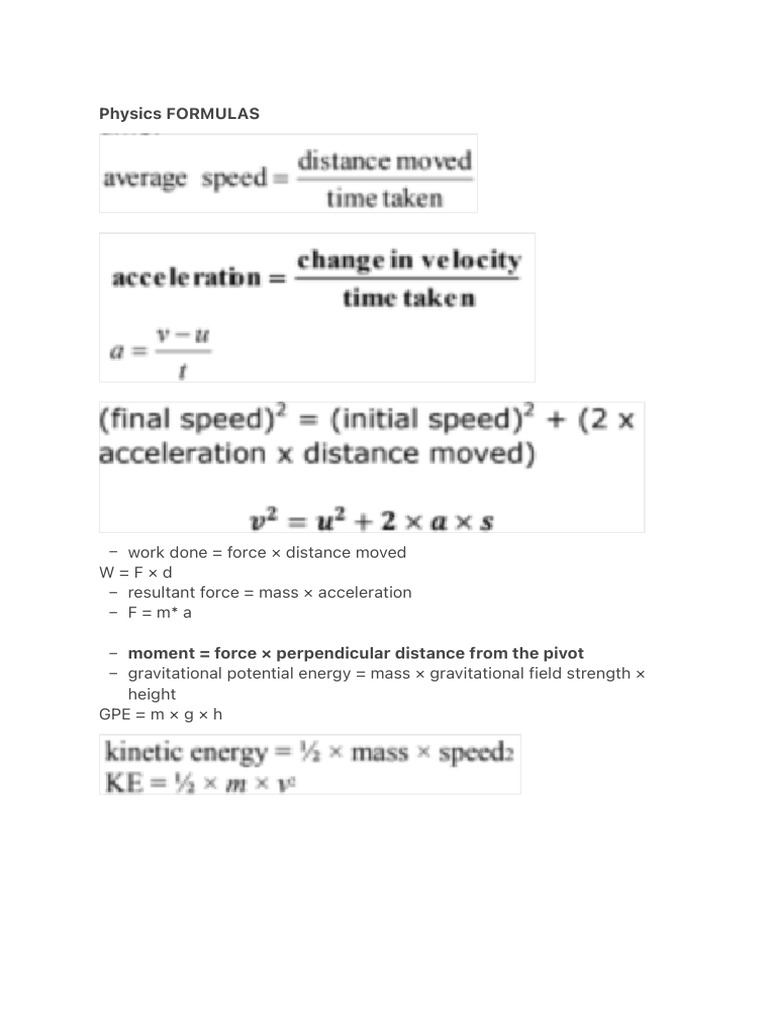 Physics FORMULAS | PDF