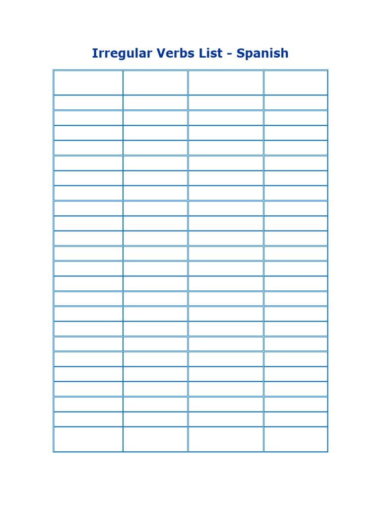 Irregular Verbs List - Spanish | PDF | Semantic Units