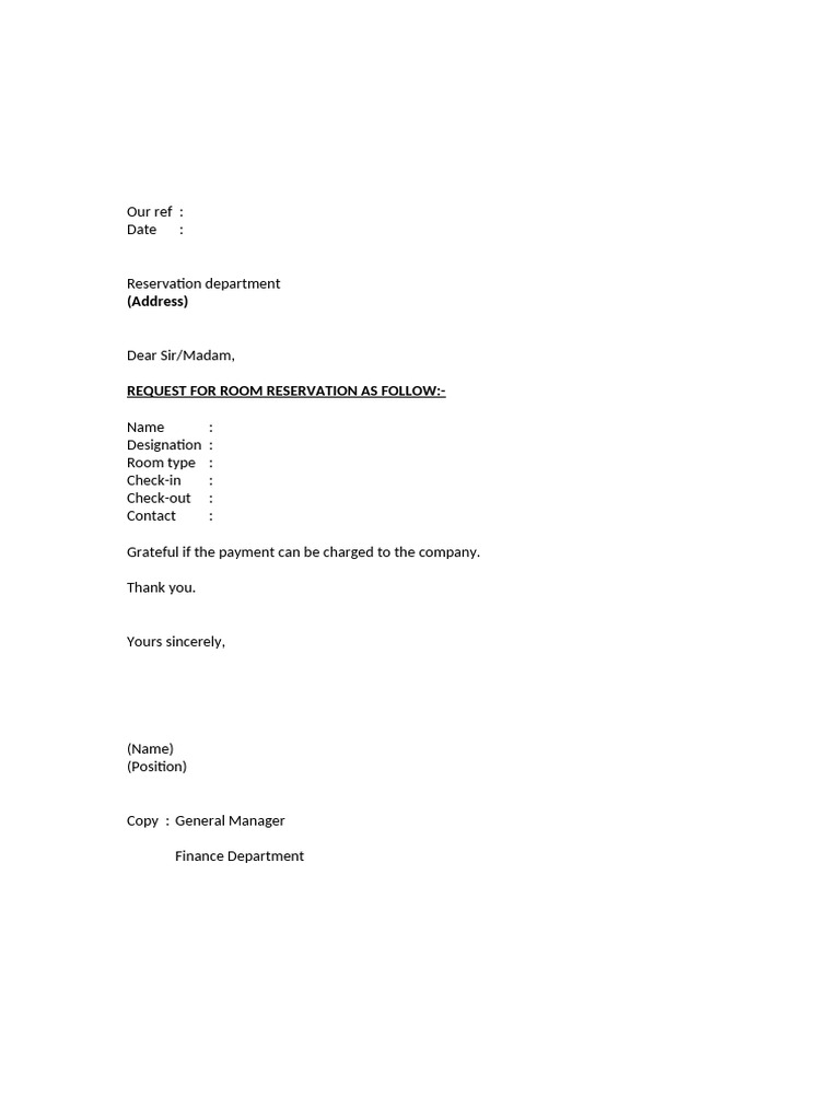 Room Reservation Request Template | PDF