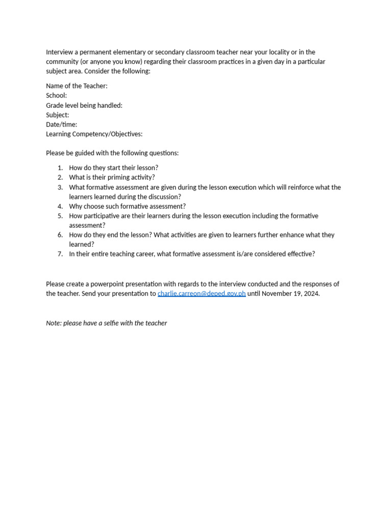 Classroom Practices Interview Guide | PDF