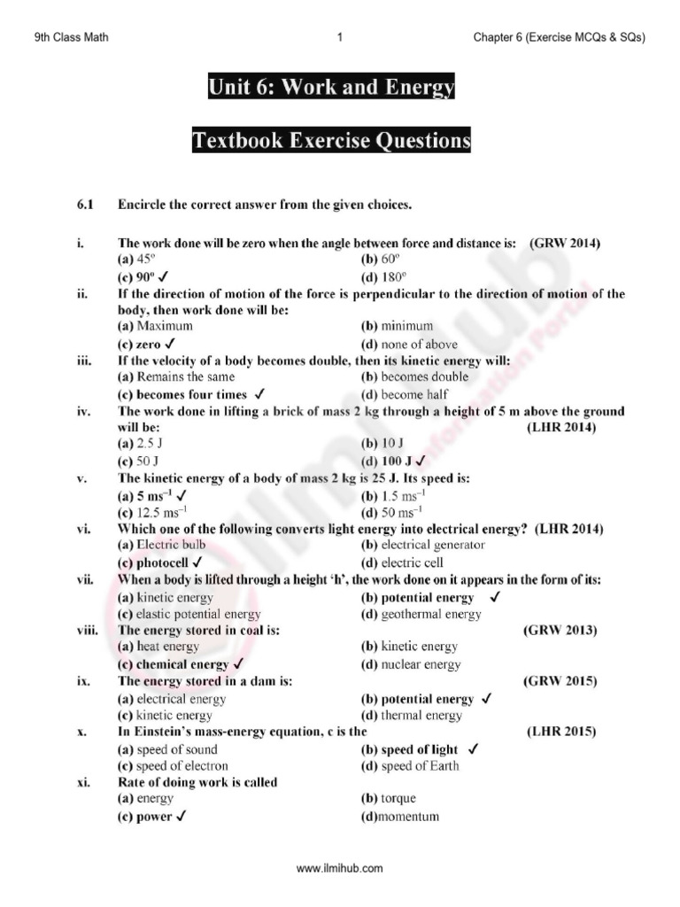 9th Phy Chap 6 Exercise MCQs & SQs - Page-0001 (3 Files Merged) | PDF