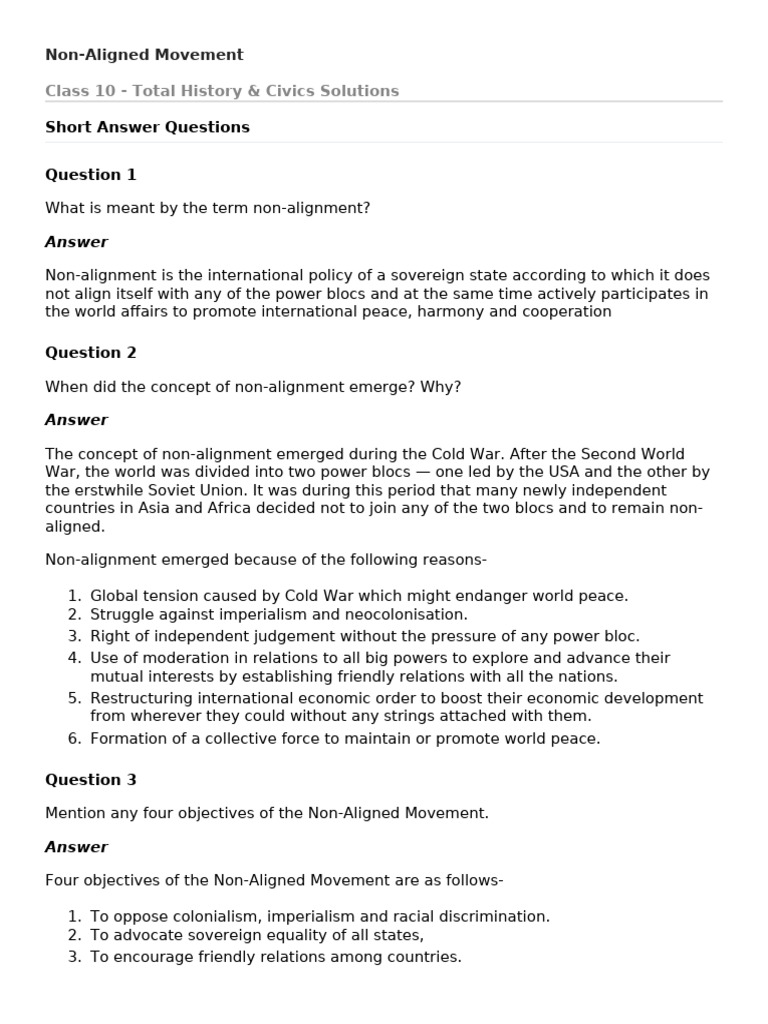 15 the Non Allignment Movement | PDF | Non Aligned Movement ... 15 the Non Allignment Movement | PDF | Non Aligned Movement ...