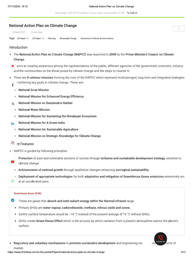 National Action Plan On Climate Change | PDF