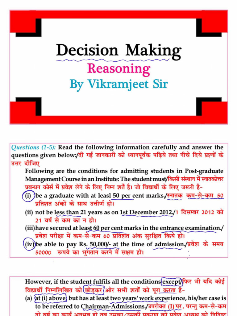 007 Reasoning Decision Making Decision Making Class Notes | PDF