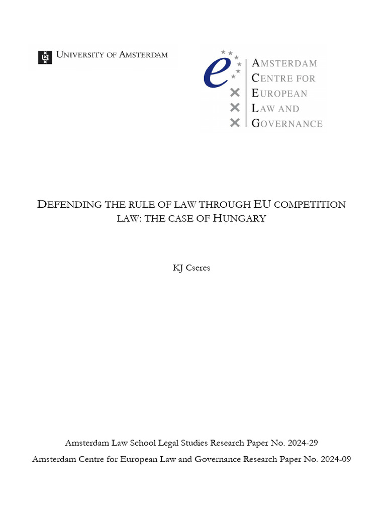 EU Competition Law and Hungary's Rule of Law | PDF | Competition Law ...