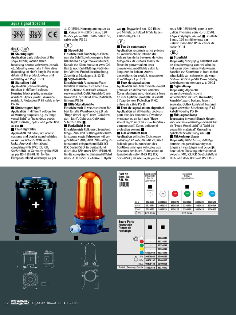 Catalogue Aqua Signal 2004/2005 | PDF