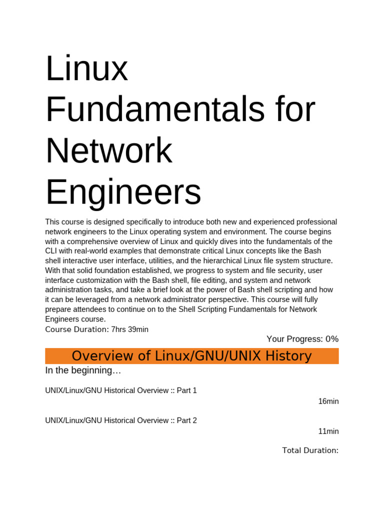 Linux Fundamentals for Network Engineers | PDF | Linux | Shell (Computing)