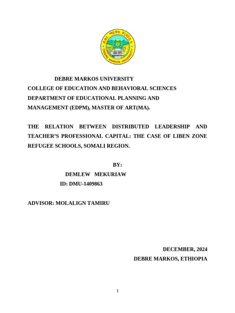 Demlew Proposal Sesssion 1 | PDF | Leadership | Teachers