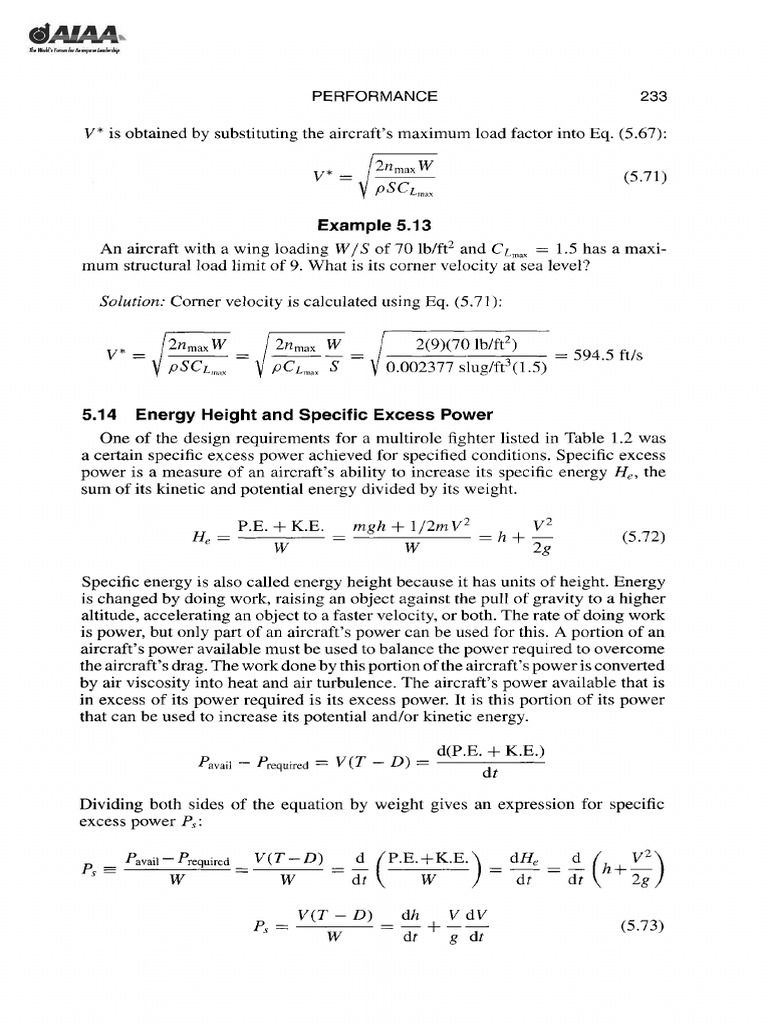 Energy Height and Specific Excess Power of F-16 Aircraft | PDF ...