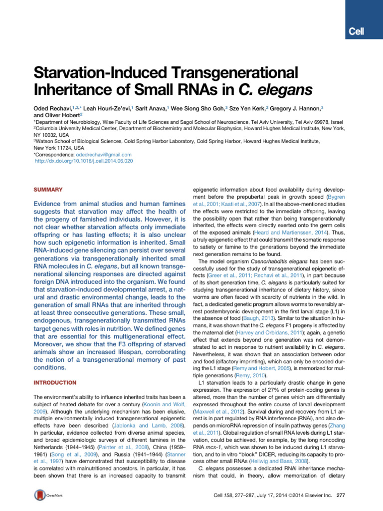 ODED RECHAVI-2014 - PP 277-287-Transgenerational Inheritance of Small ...